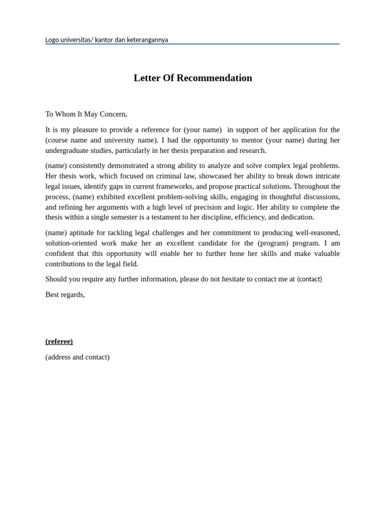 Reference Letter Example | PDF