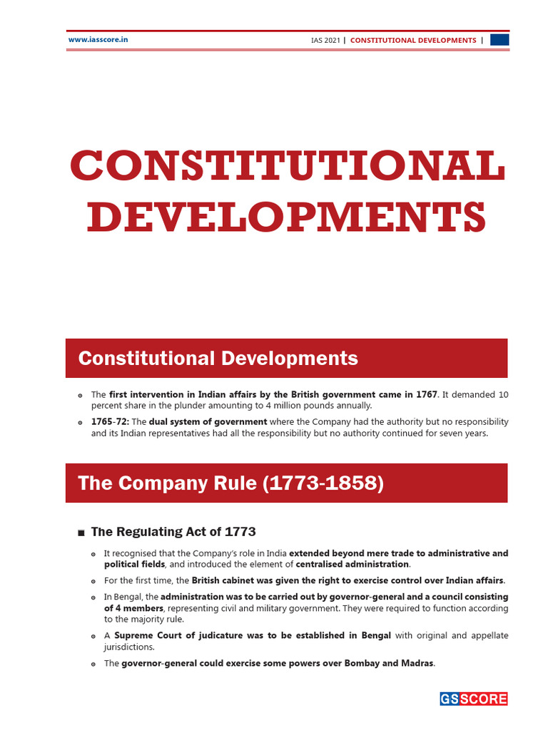 Constitutional Development | PDF | Legislature | British Raj