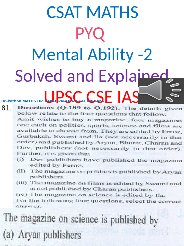 MENTAL ABILITY 2 to record | PDF