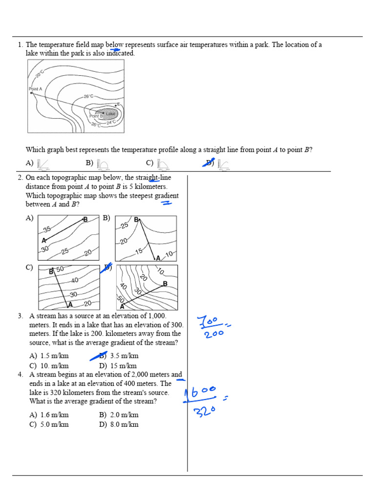 6 Topographic Profiles Questions | PDF | Contour Line | Valley