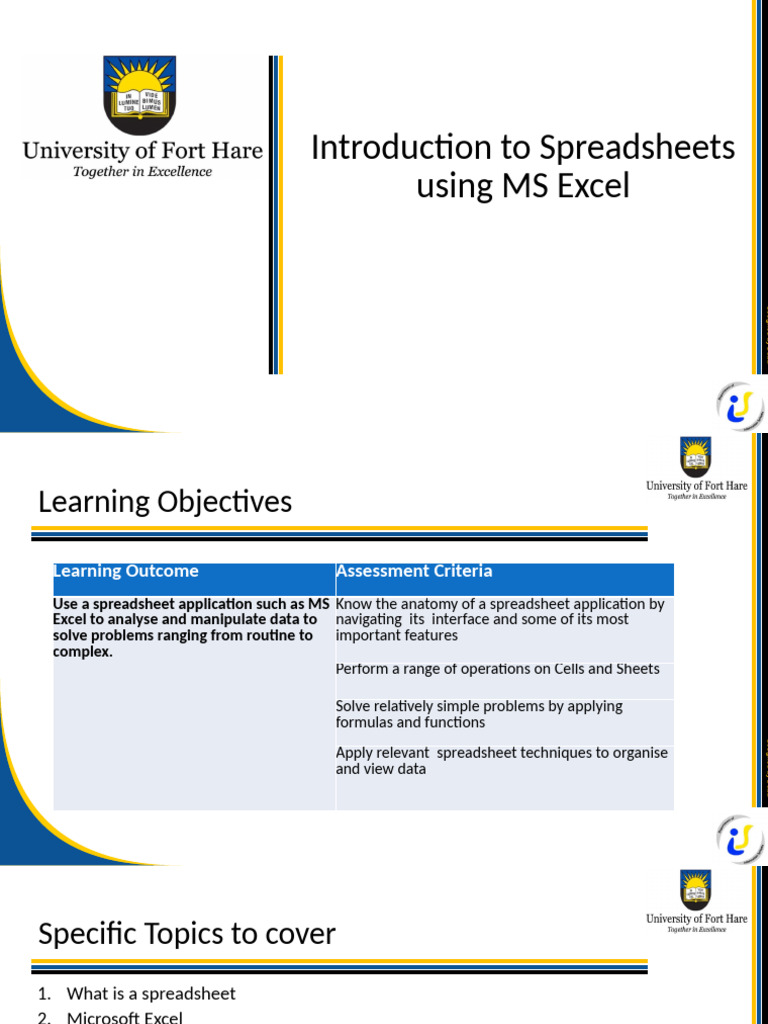 Topic 5-Excel Introduction | PDF | Microsoft Excel | Spreadsheet