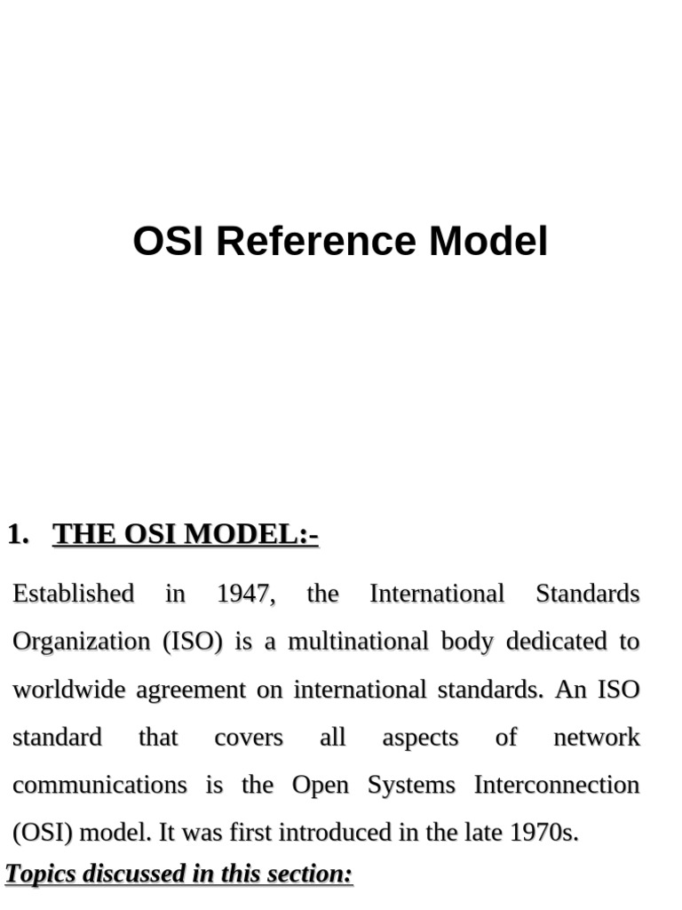 Lecture No. 2,3 (OSI Reference Model) | PDF | Osi Model | Computer Network