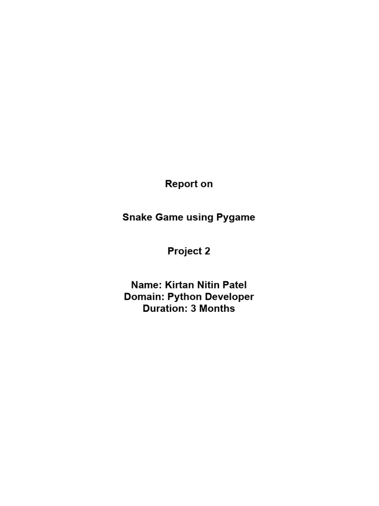 snake game report | PDF