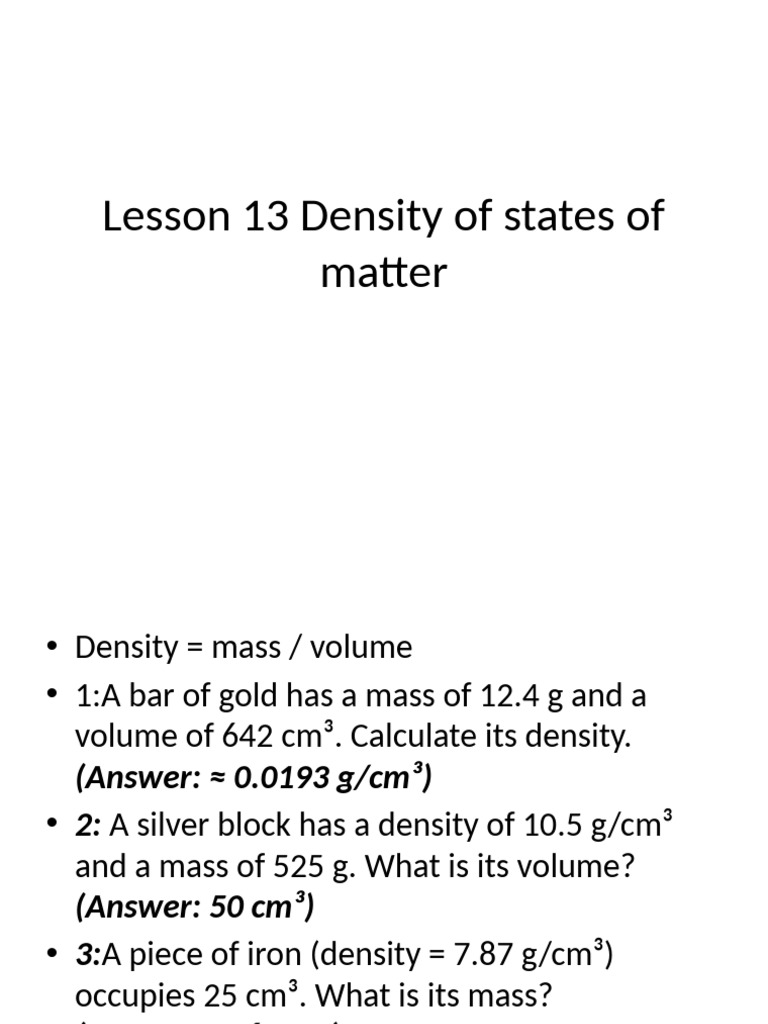 Lesson 13 Density of States of Matter | PDF