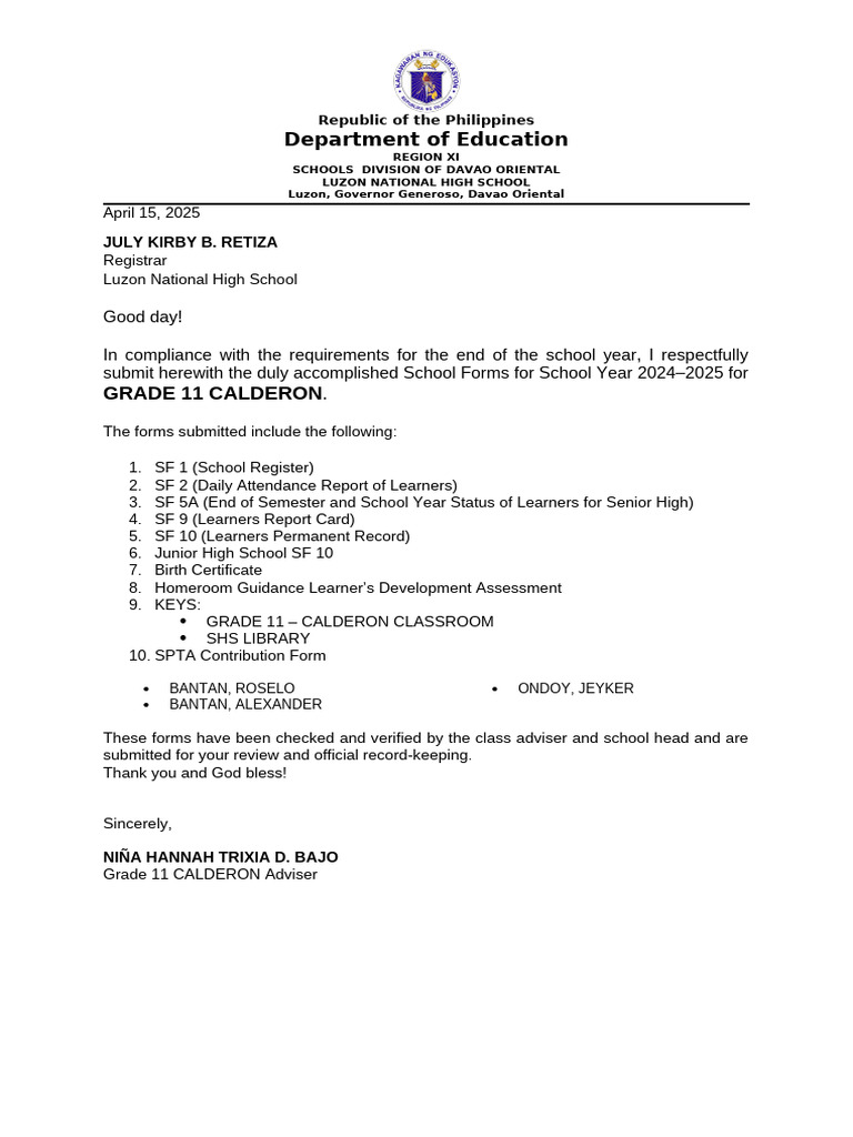 TRANSMITTAL Forms 2024-2025 | PDF