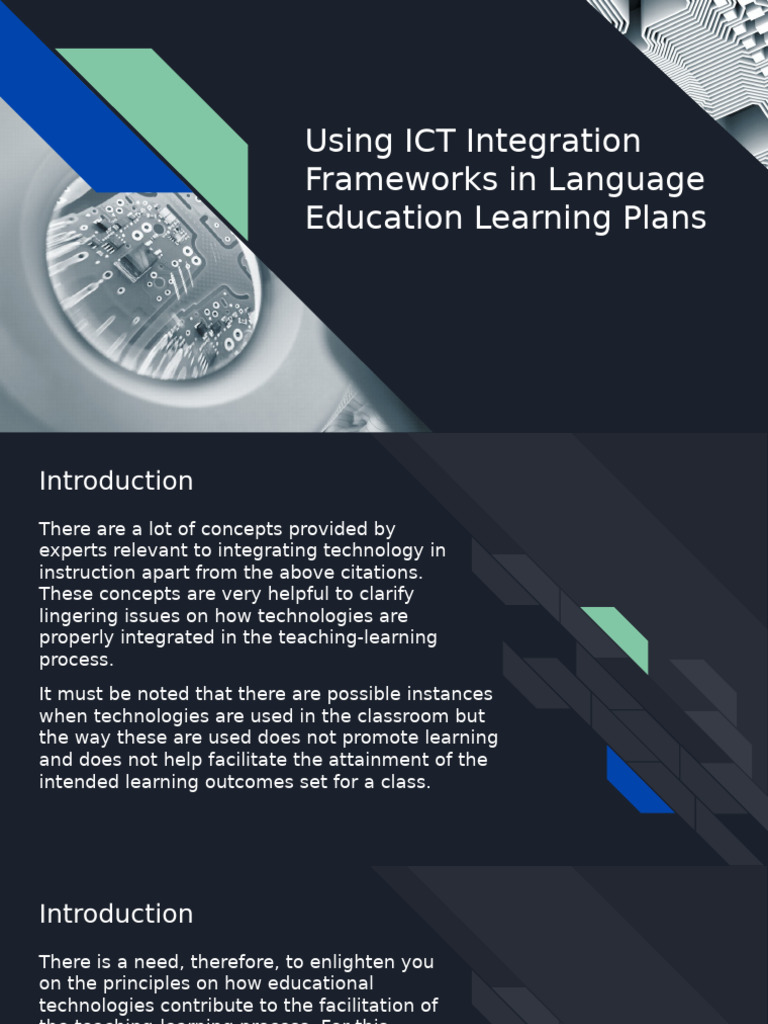 Using ICT Integration Frameworks in Language Education Learning Plans ...