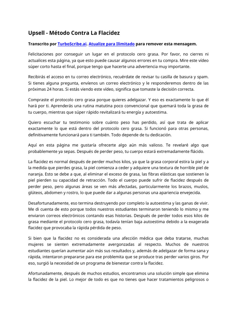 Upsell - Método Contra La Flacidez | PDF