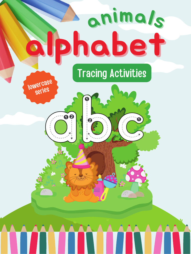 Animals Alphabet Lowercase Tracing Activities Workbook Colorful Cute ...
