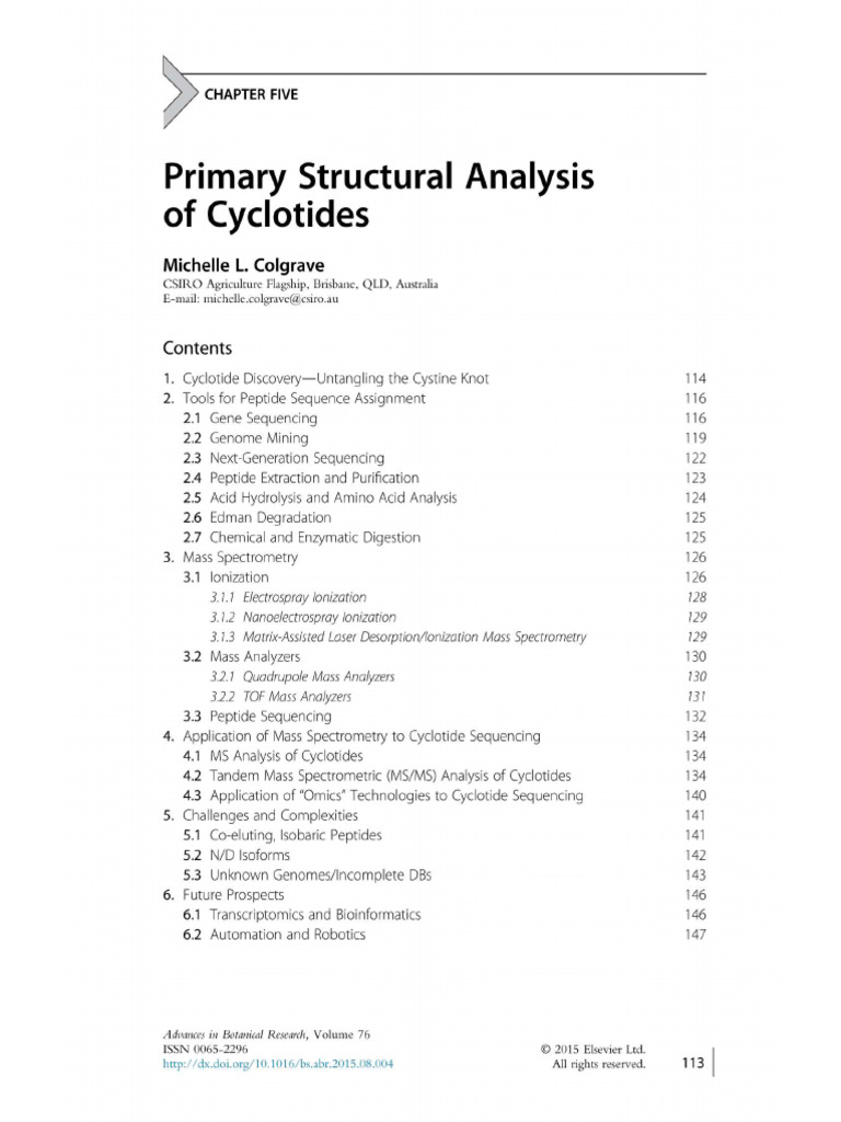 Primary Structure Analysis of Cyclotides | PDF