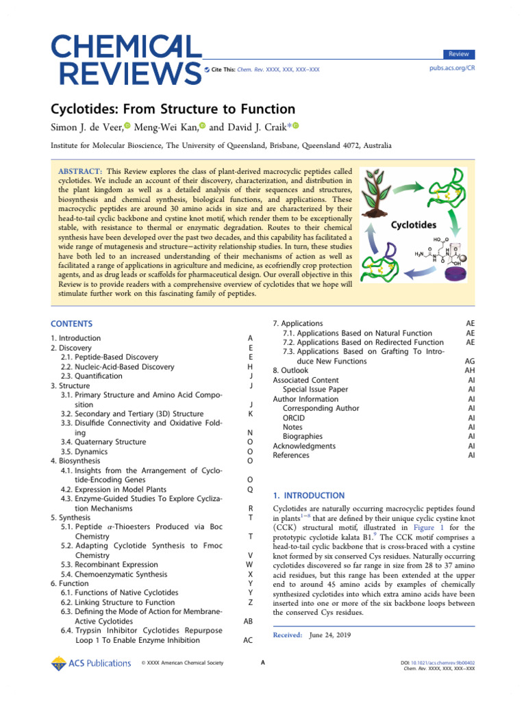 Cyclotide From Structure To Funtion | PDF | Biology | Structural Biology
