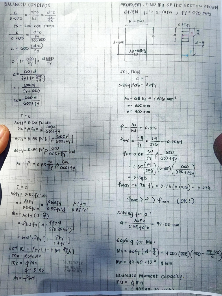 Ultimate Moment Capacity Calculation | PDF