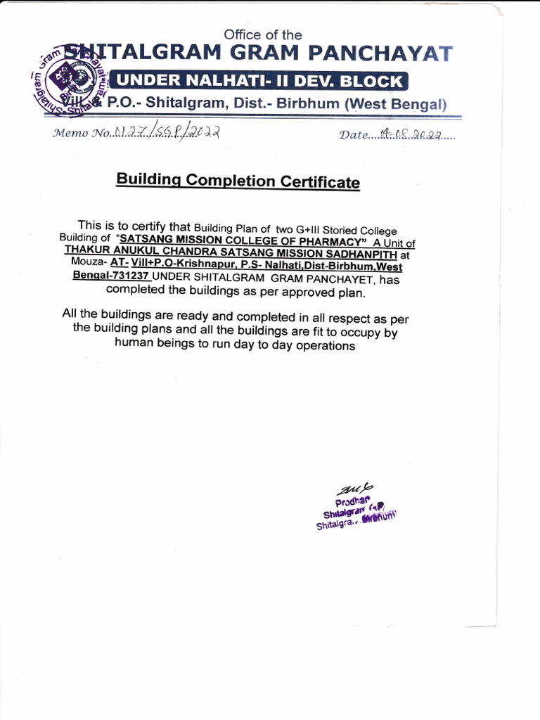 BUILDING COMPLETION CERTIFICATE (1) | PDF
