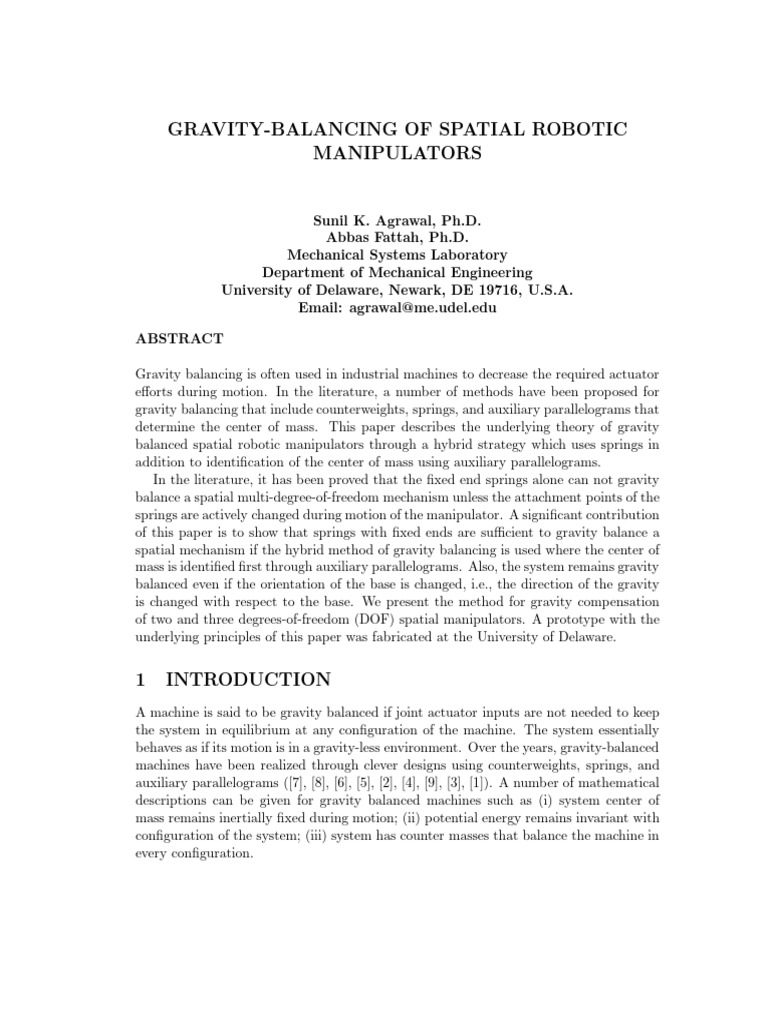 1 1 1 1 1-1-2018$$ - On The Design 2004 Gravity Balancing of Spatial ...