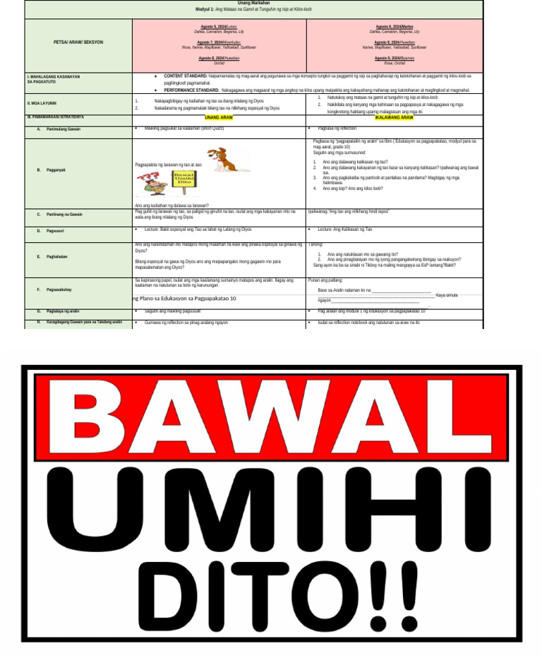 ESP 10_Q1M1 WK 1 Isip at Kilos-loob - Copy | PDF