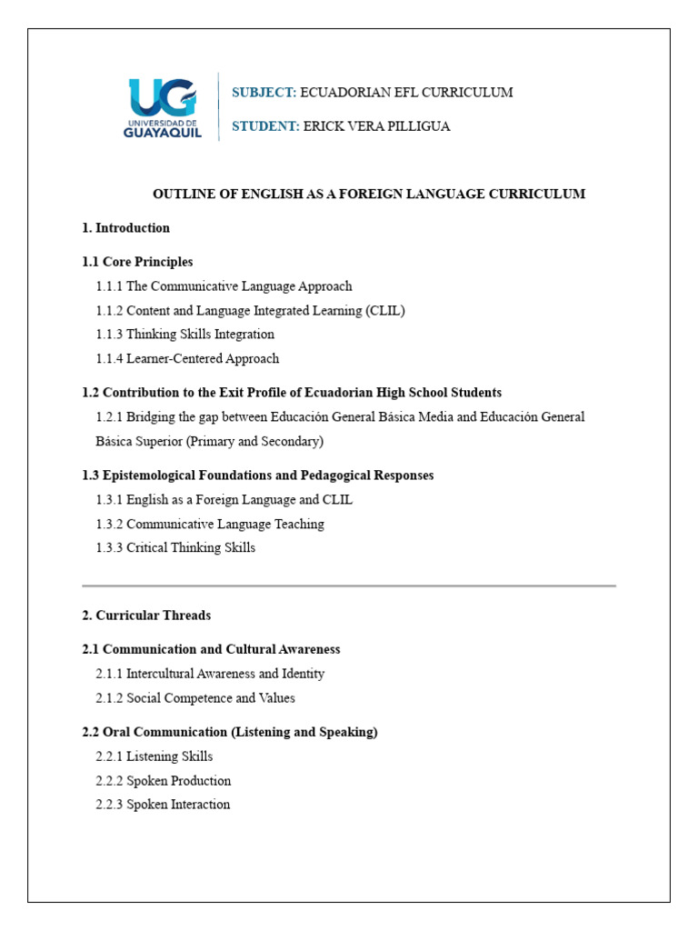 Outline of Efl Curriculum - Erick Vera | PDF