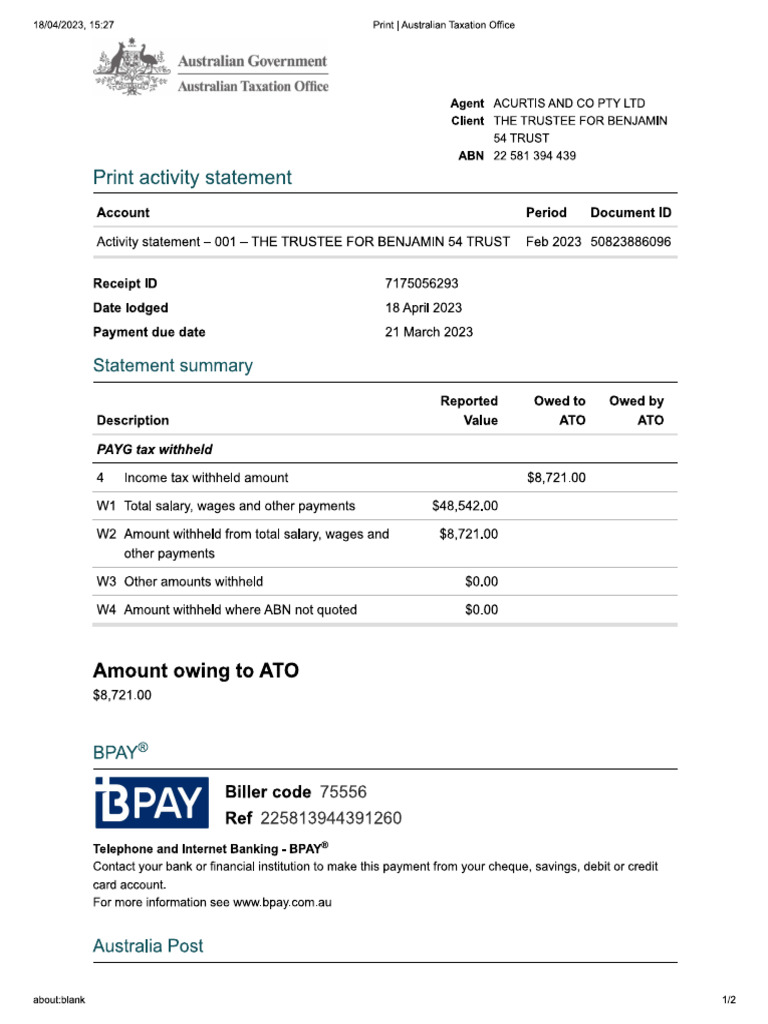 BAS Statement 54 Benjamin February 2023 | PDF