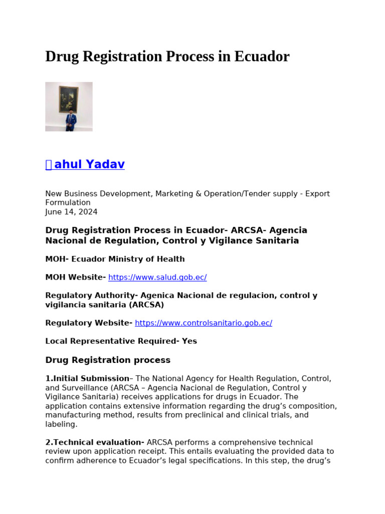 Drug Registration Process | PDF | Ecuador | Generic Drug