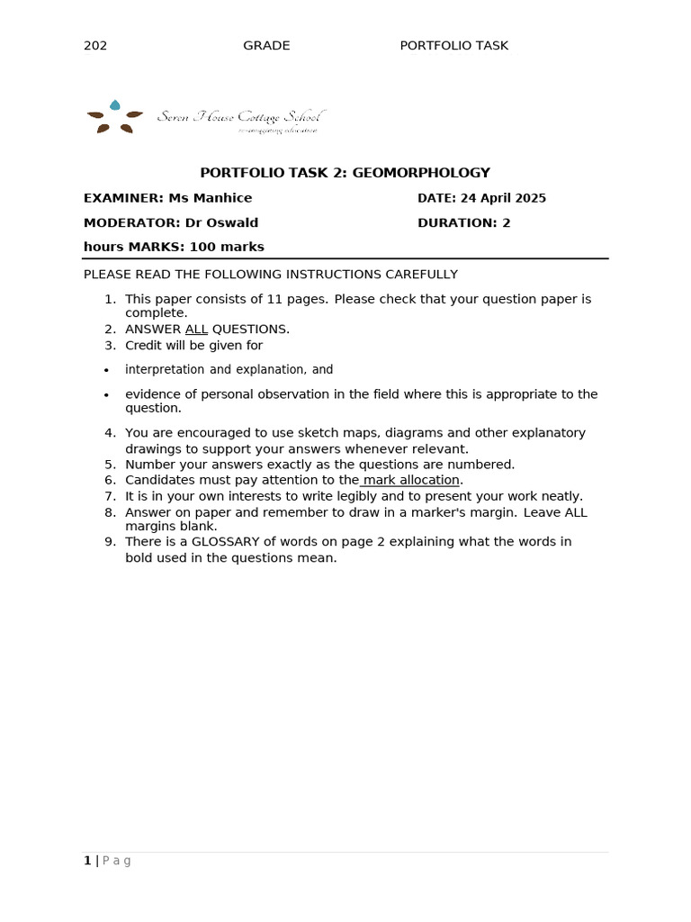 Grade 12 Task 2 Portfolio 2025 | PDF | River | Stream