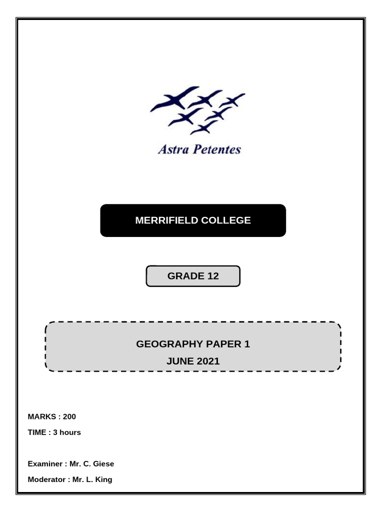 Grade 12 Geography June 2021 Exam Paper | PDF | Drainage Basin | River