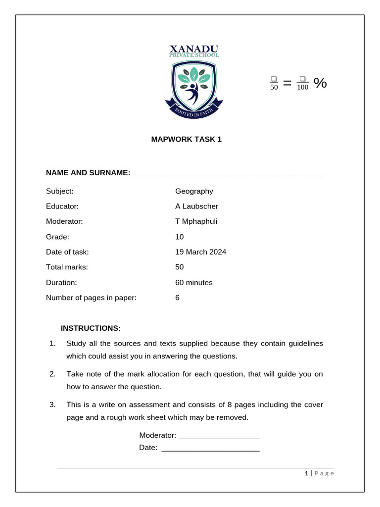 Grade 10 - Term 1 - Map Work - 2024 | PDF | Geographical Technology