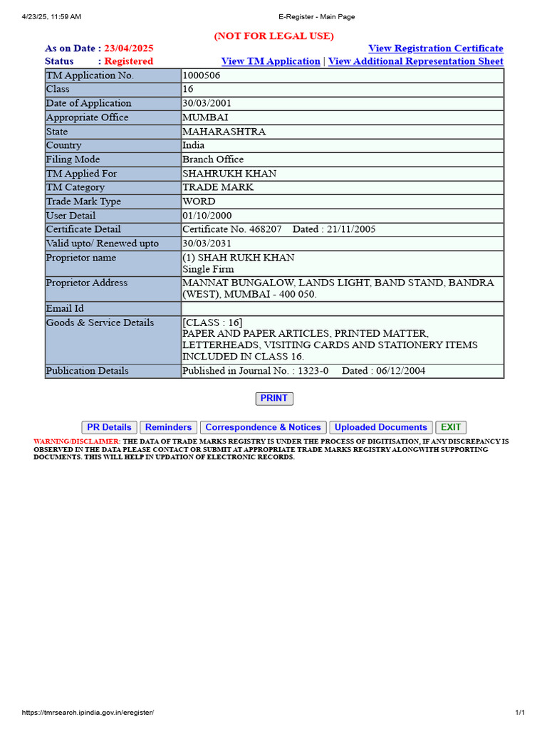 Shahrukh Khan - TM | PDF