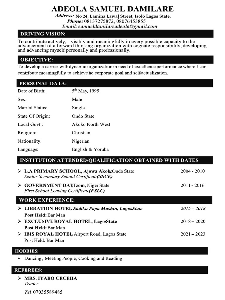 Adeola Samuel CV | PDF