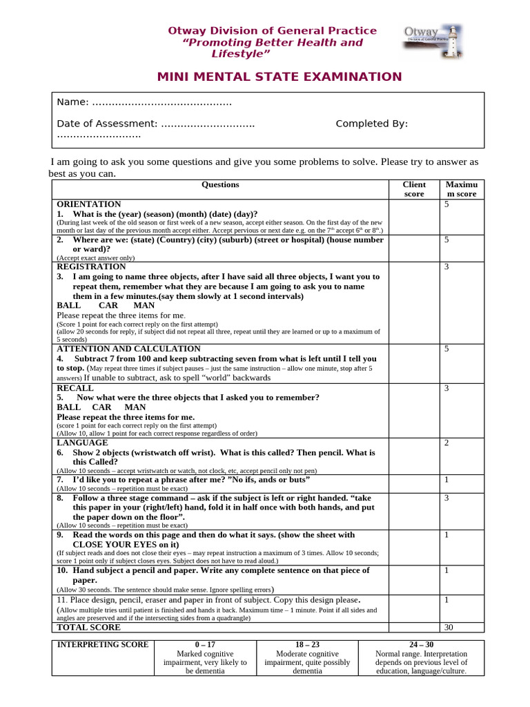 Mini_Mental_State_Examination | PDF | Cognitive Psychology | Neuroscience