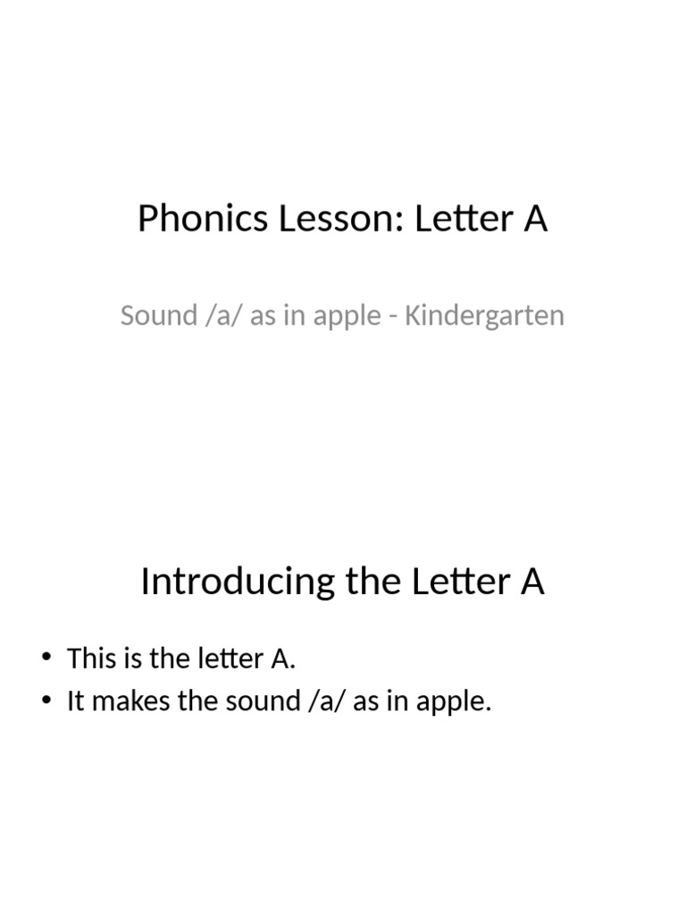 Phonics Lesson Letter A | PDF