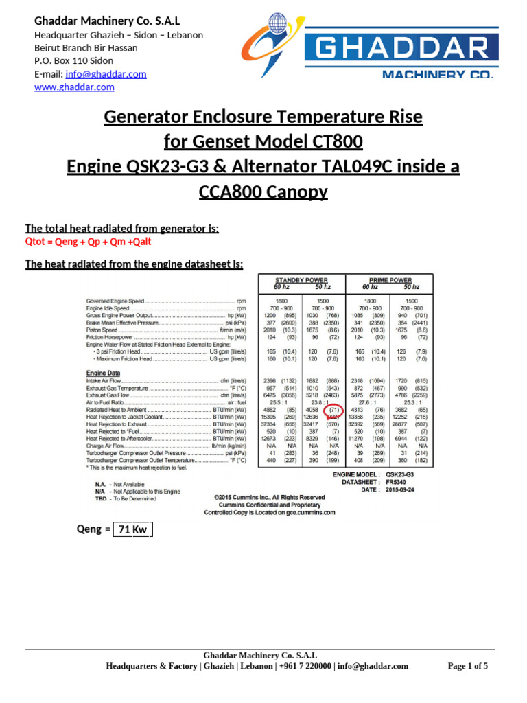 CT800 Generator Heat Analysis Report | PDF | Engineering Thermodynamics ...