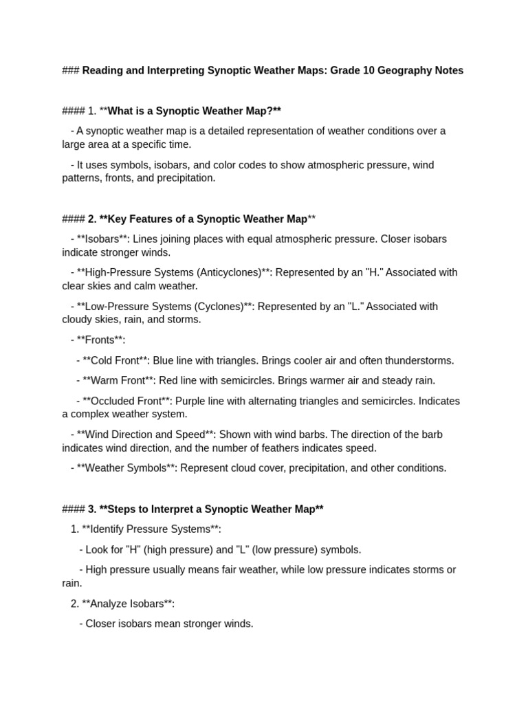 Understanding Synoptic Weather Maps | PDF | Weather | Rain