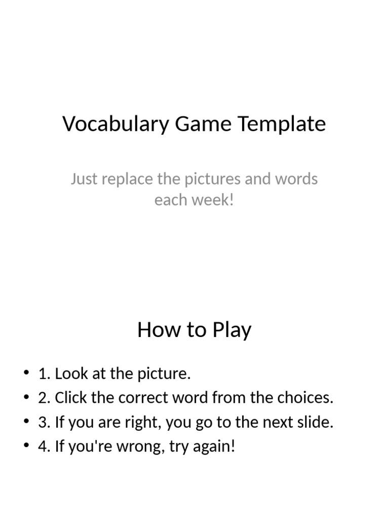 Interactive Vocabulary Game Template | PDF