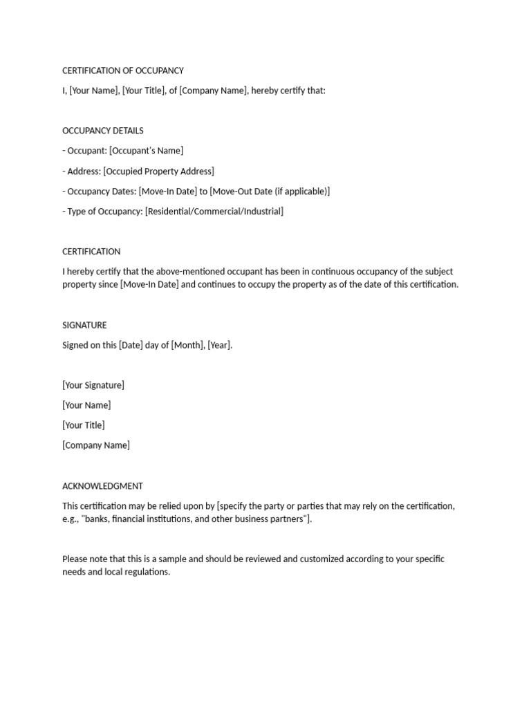 Certificate of Occupancy | PDF