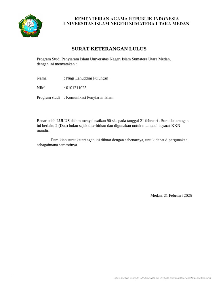 09 Surat Keterangan Tanda Lulus | PDF