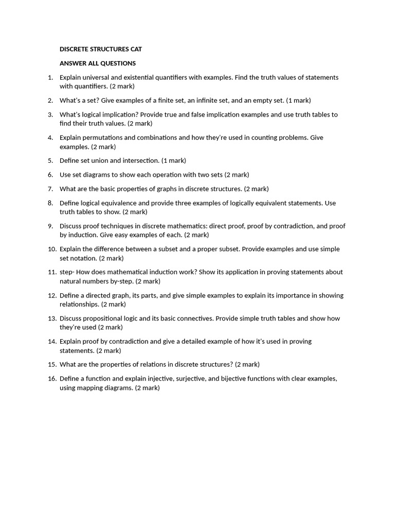 Discrete Structures Concepts and Examples | PDF
