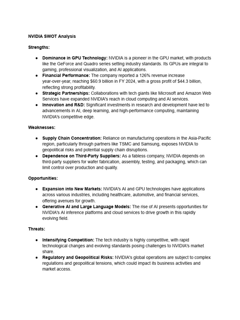 BA008 24 Ashmesh NVIDIA SWOT | PDF