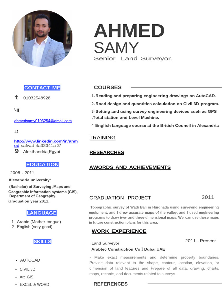 01-Amr Professional CV Resume | PDF | Surveying | Geographic Information System