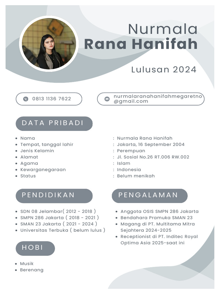 CV Resume - Hanifah | PDF