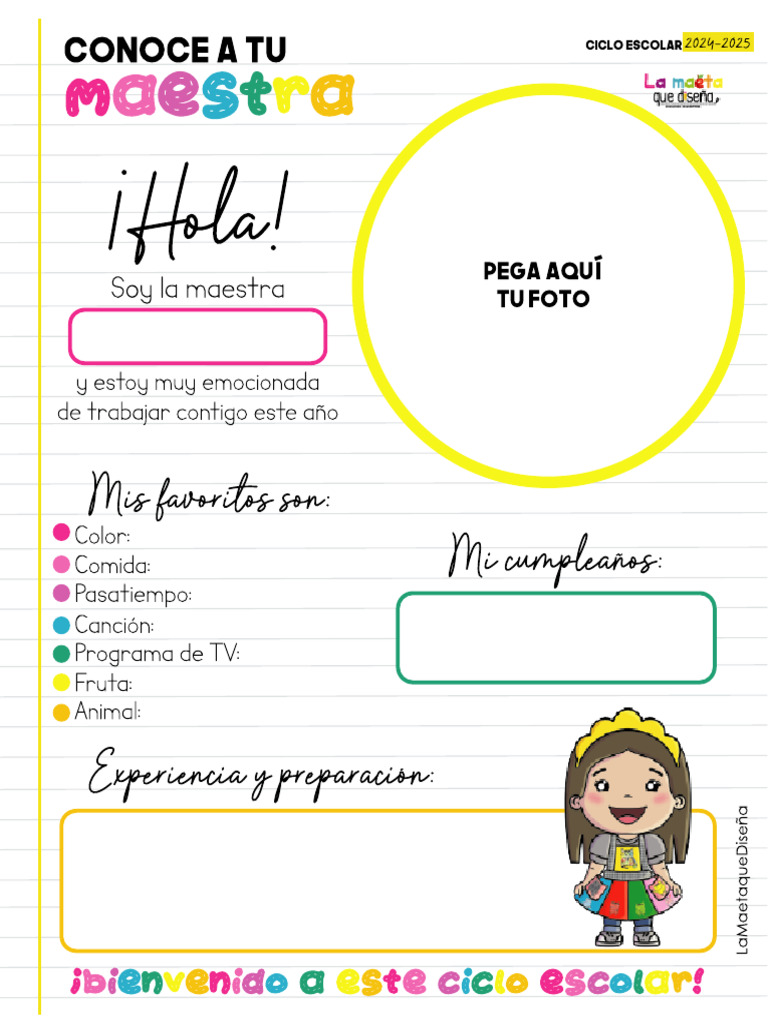 4.- Conoce a tu maestra - Lamaetaquediseña | PDF