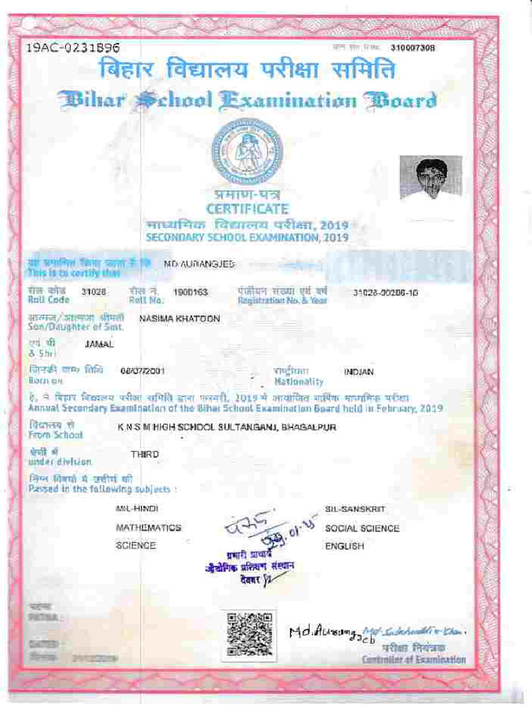 R190820019959 MATRIC MARKSHEET - 11zon | PDF