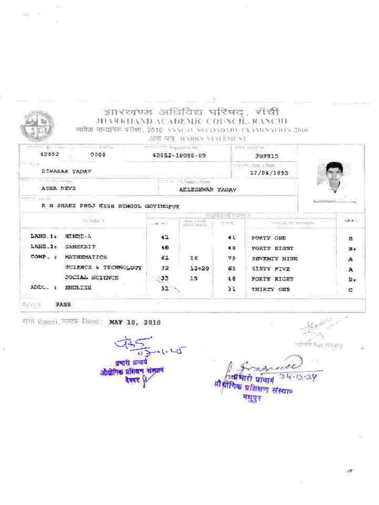 R220820014683 MATRIC MARKSHEET - 11zon | PDF