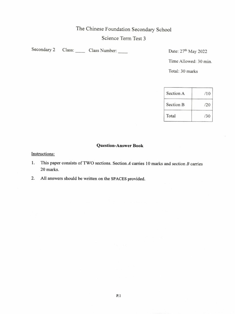 2122 f2 sci term test 3 | PDF