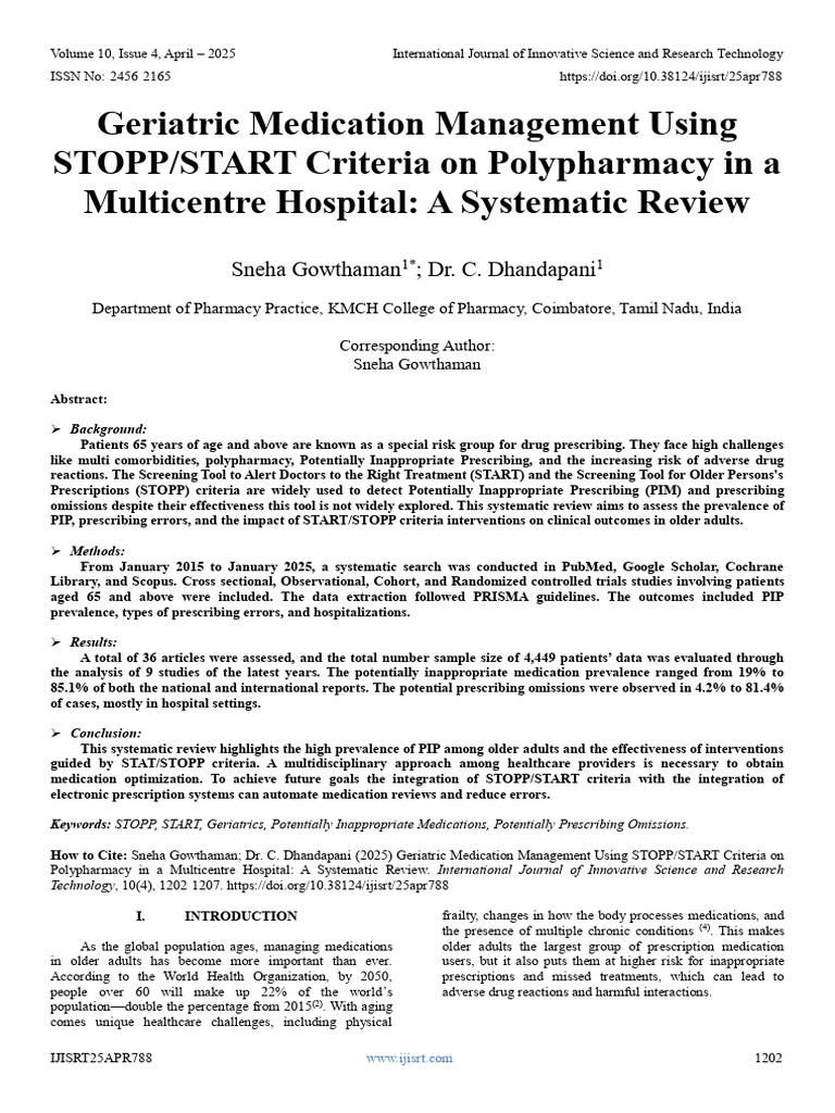 Geriatric Medication Management Using STOPP/START Criteria On ...