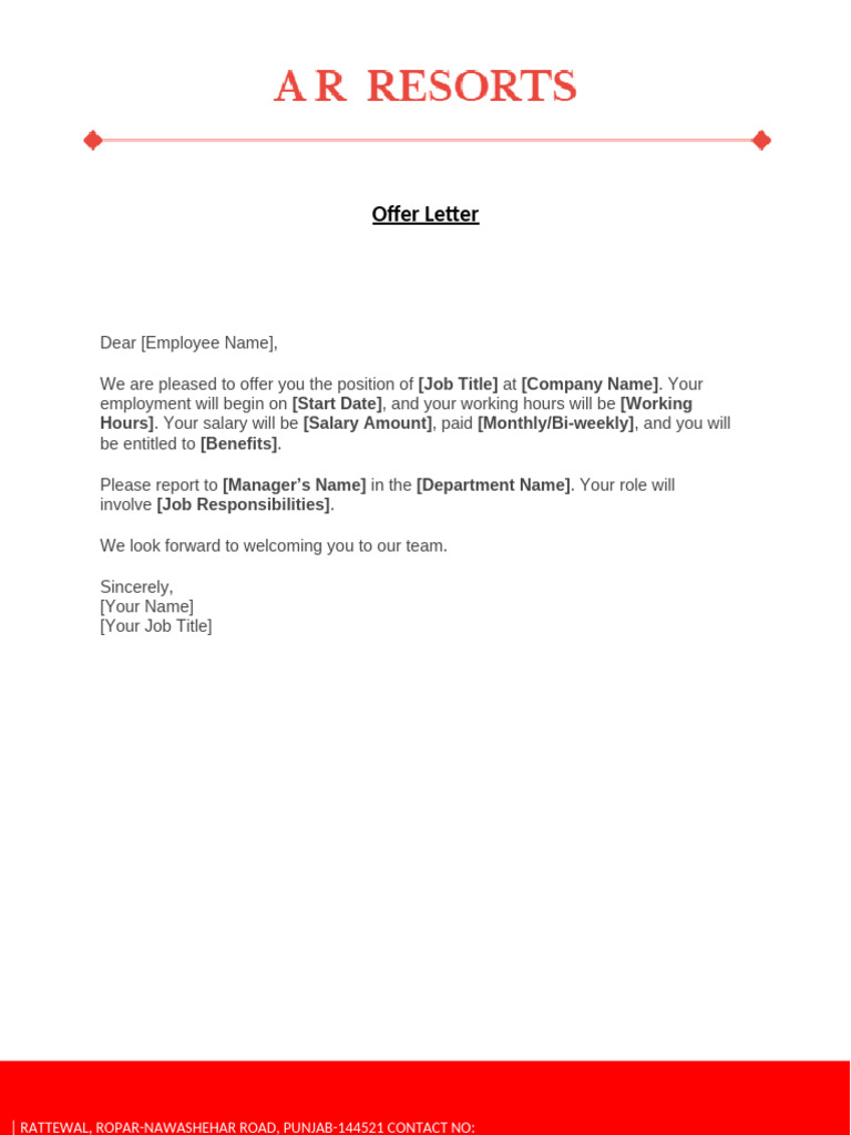 Job Offer Letter Template | PDF