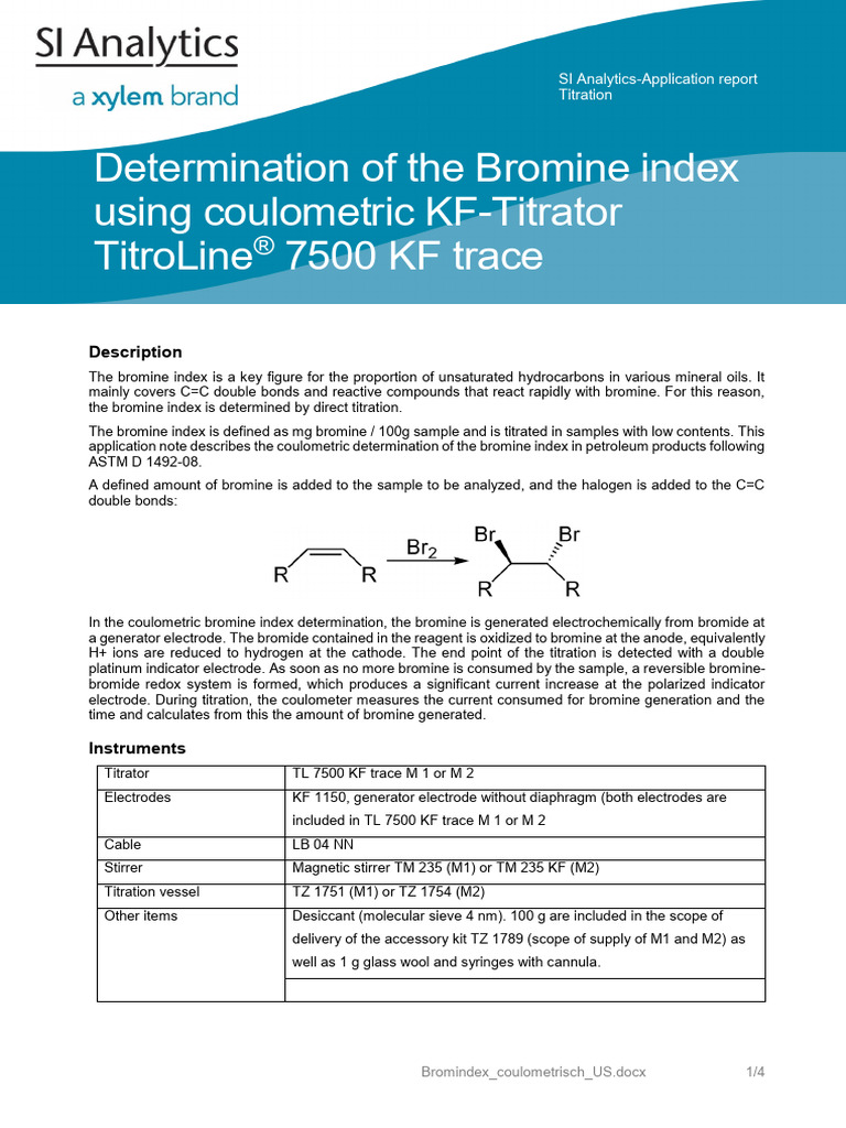 Coulometric Bromine Index Determination | PDF | Redox | Titration