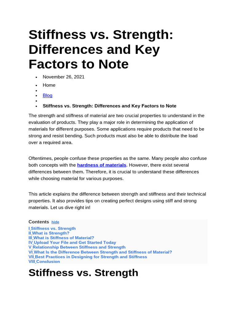 Strength vs. Stiffness Explained | PDF | Strength Of Materials ...