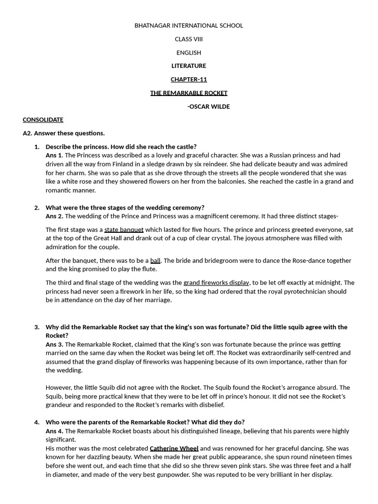 The Remarkable Rocket by Oscar Wilde | PDF | Pride | Fireworks