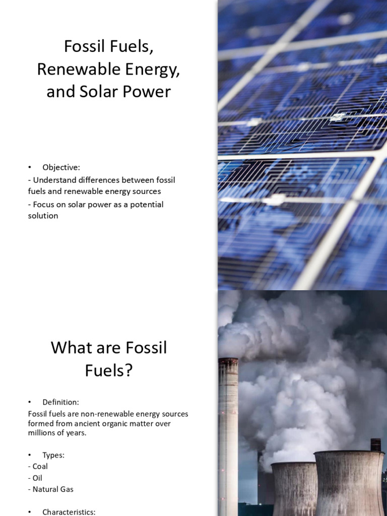Fossil Fuels Renewable Energy Solar Power Y9 | PDF