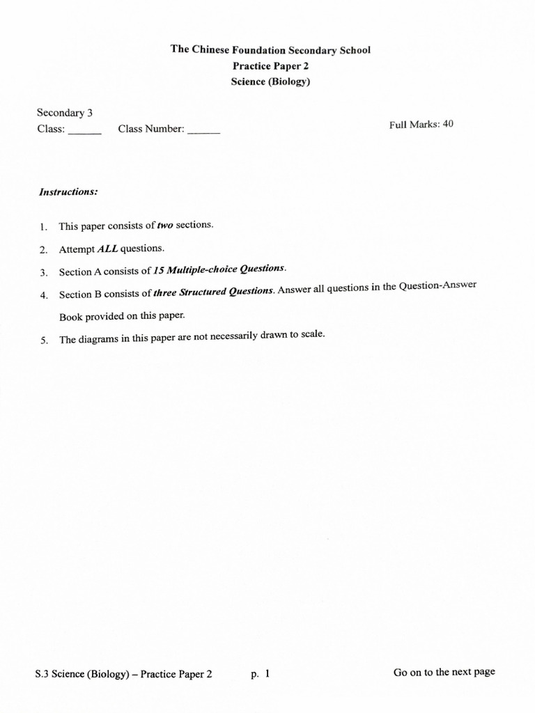 1920 Cfss f3 Bio Practice Paper | PDF