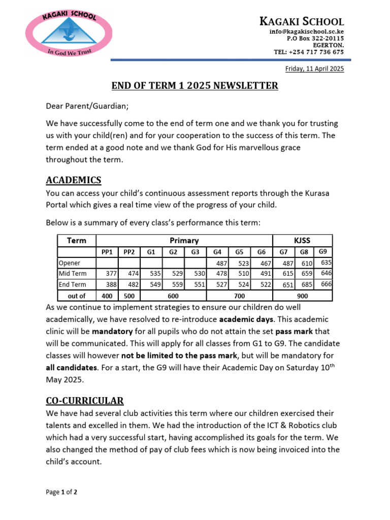 End of Term1 2025 NEWSLETTER | PDF