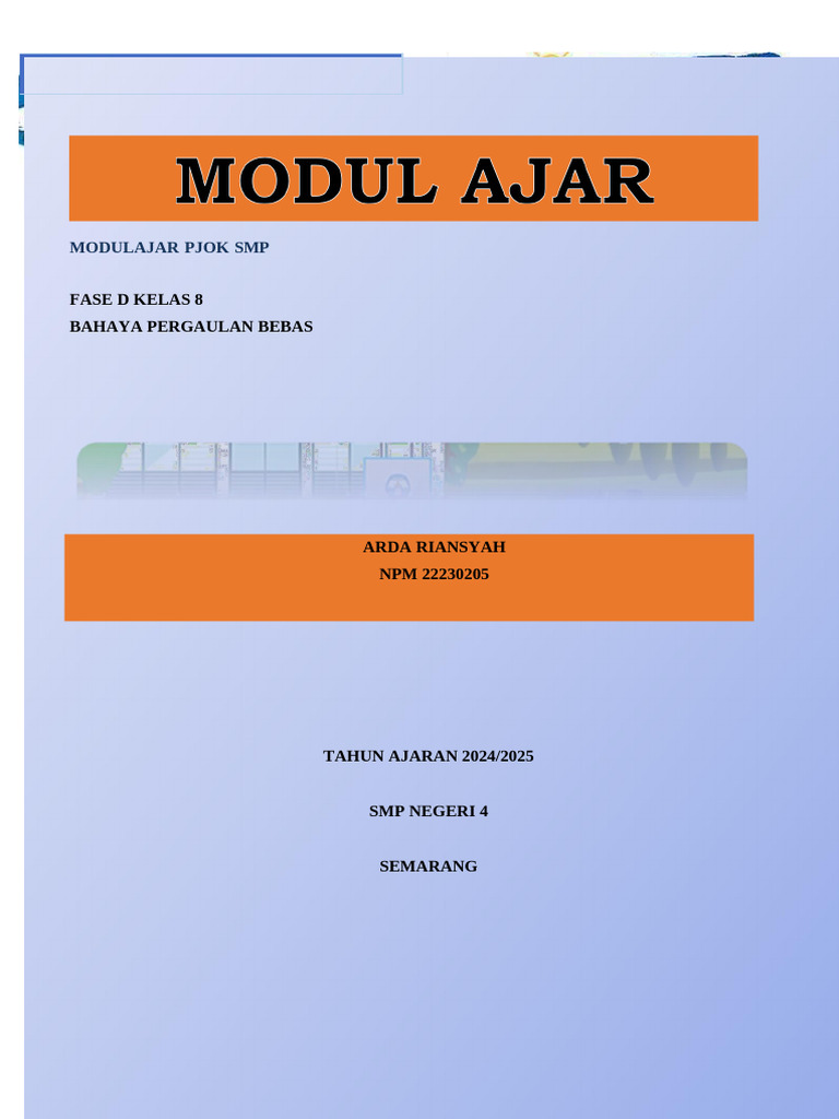 MODUL AJAR Pergaulan Bebas Arda Rian | PDF